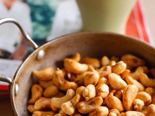 Roasted Spicy Garlic Cashew nuts Recipe | A Little Bit of Spice